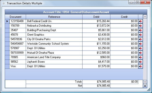 GL Transaction Details Multiple