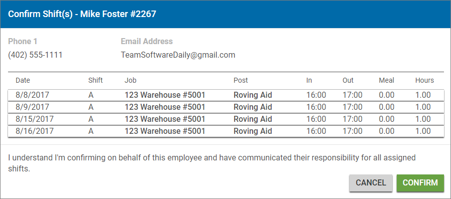 WT: Confirm the Schedule